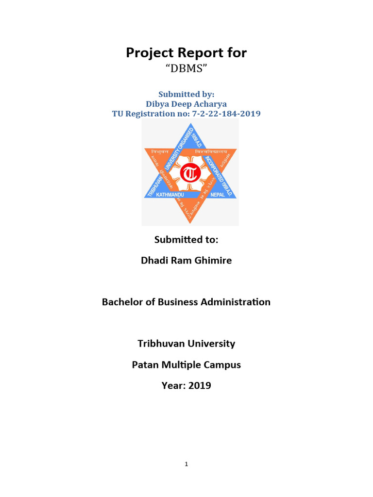DBMS Report Dibya Deep Acharya | PDF | Databases | Relational Database DBMS Report Dibya Deep Acharya | PDF | Databases | Relational Database
