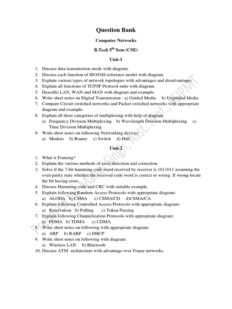 QB - Computer Networks | PDF | Computer Network | Transmission Control Protocol