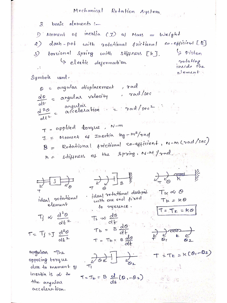 Mechanical Rotational System and Block Diagram Reduction | PDF