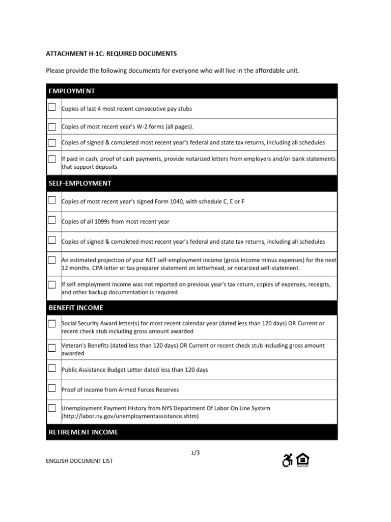 Required Documents for Affordable Housing | PDF | Irs Tax Forms | Payments