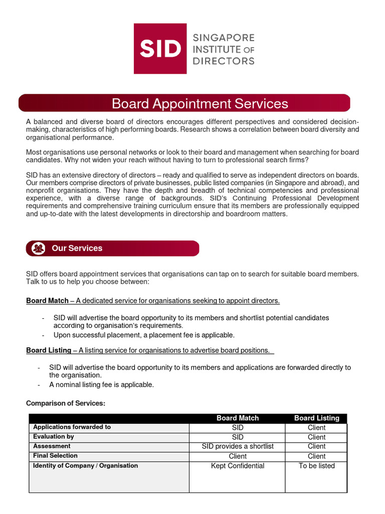 Board Appointment Services Overview | PDF | Business