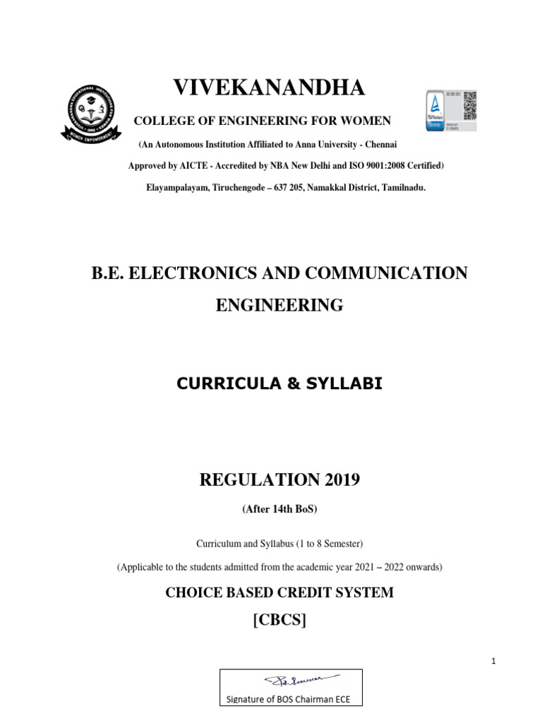 ECE Curriculum & Syllabus 2019 | PDF | Electronic Engineering | Engineering