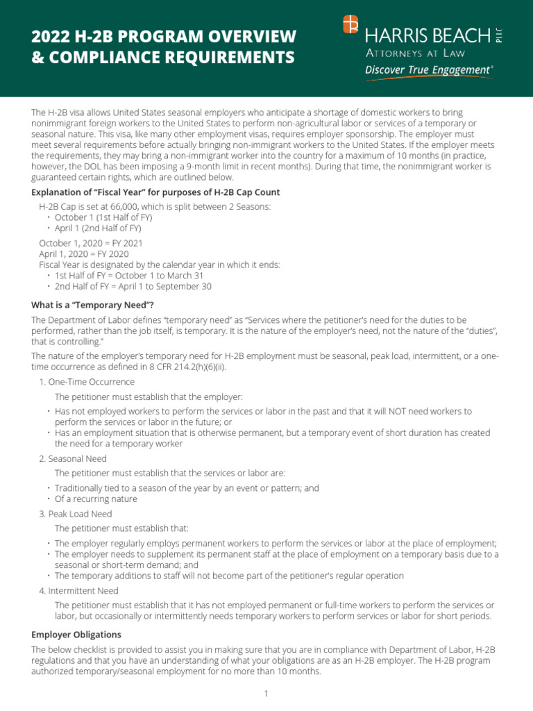 H 2B Employer Program Overview | PDF | Payroll Tax | Employment