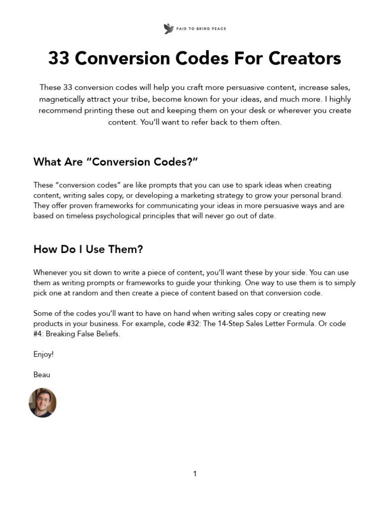 33 Conversion Codes (Updated) | PDF | Mind | Brand