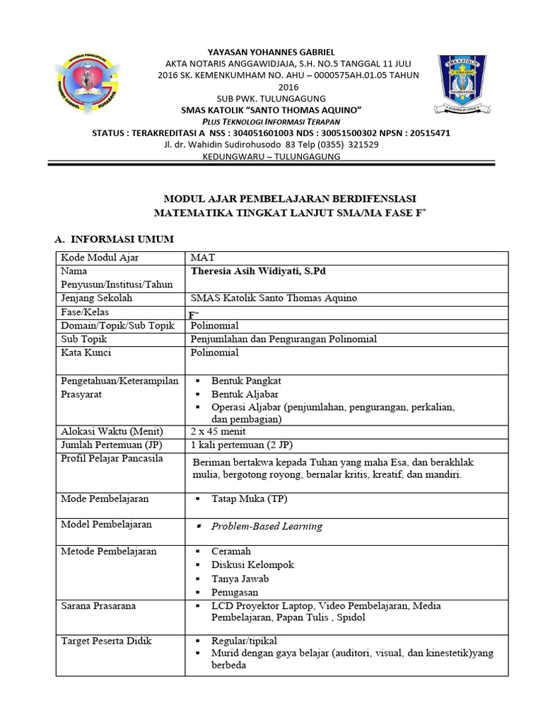 Modul Ajar Berdiferensiasi, PSE, Budaya Positif | PDF | Karier & Perkembangan