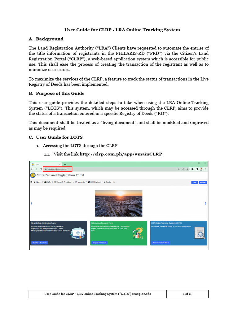 User Guide For CLRP - LRA Online Tracking System ( - LOTS - ) (2023.02. ...