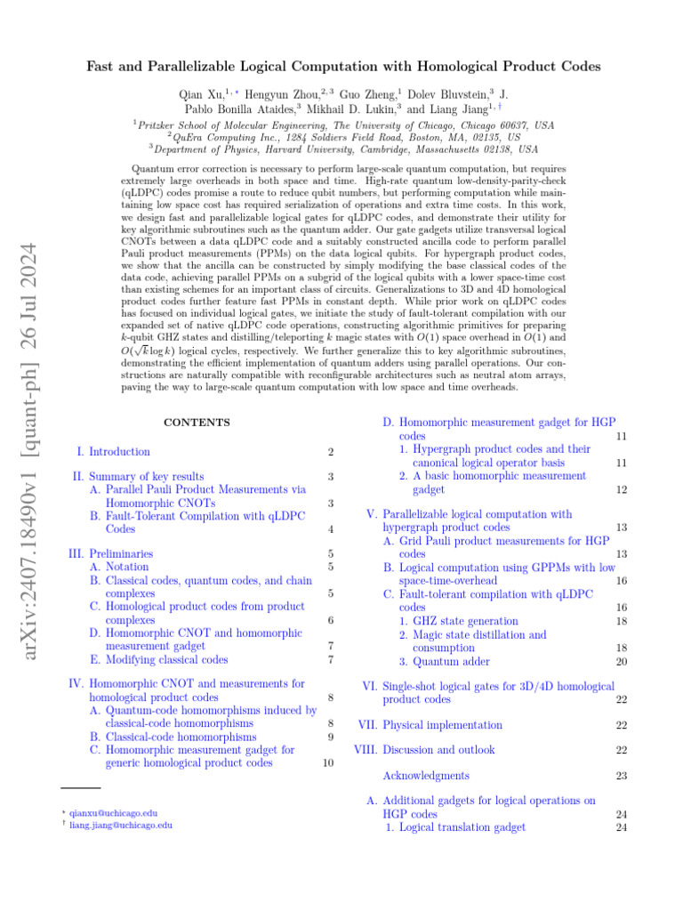 Fast And Parallelizable Logical Computation With Homological Product 6996