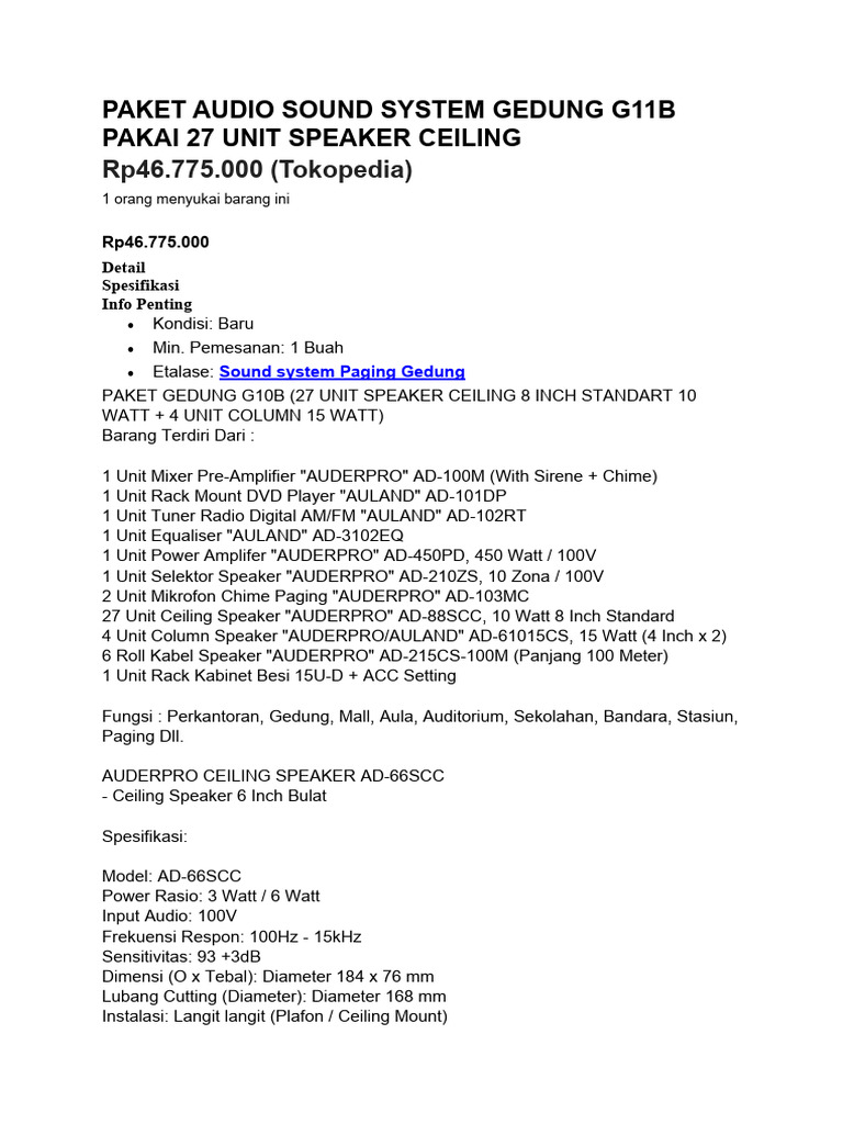 Paket Sound System Gedung G11B | PDF | Griya & Taman