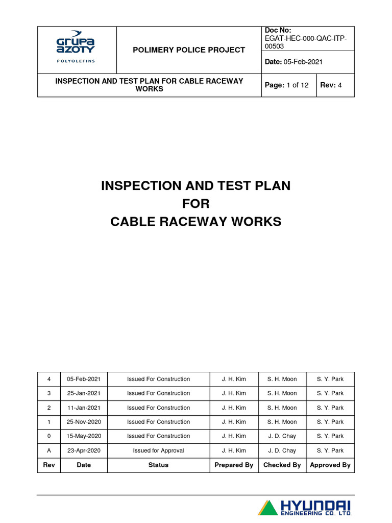 Cable Raceway Inspection Plan Document | PDF