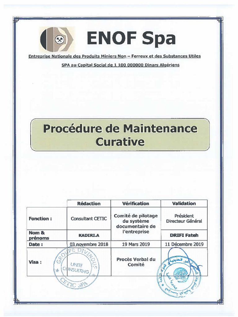 12 - Procédur Maintenance Curative | PDF