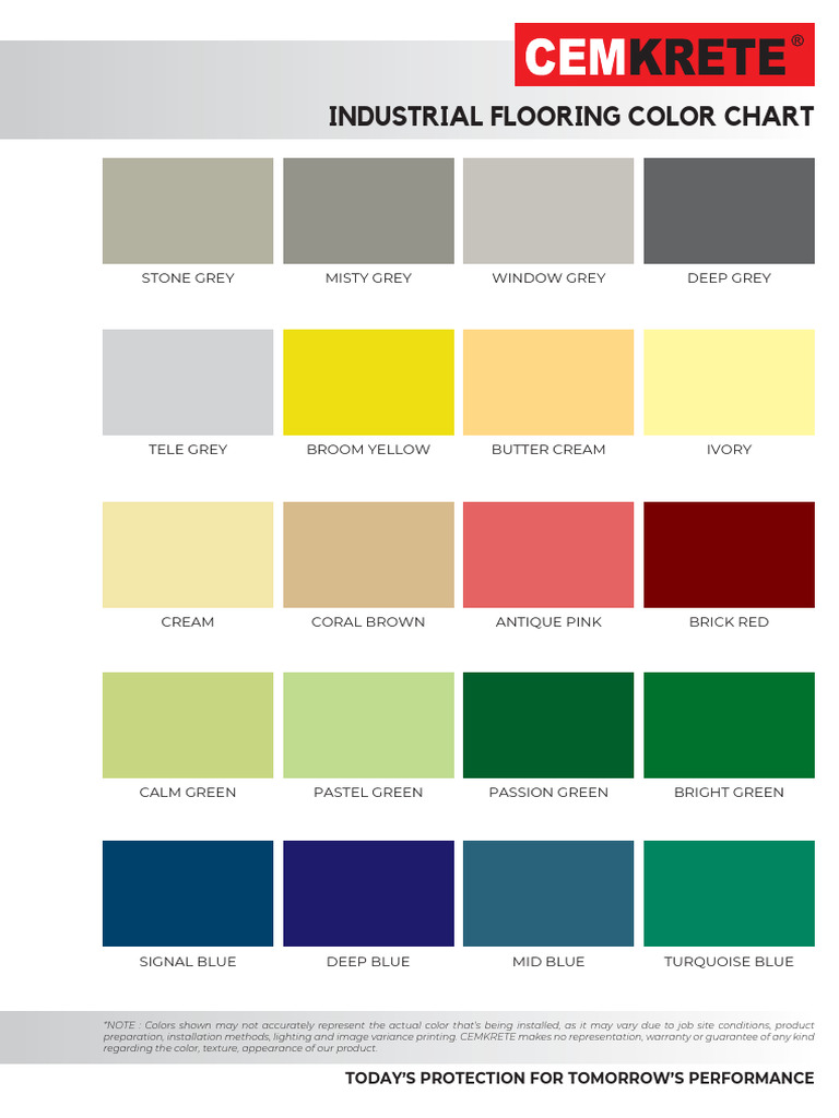 Epoxy-Industrial Flooring Color chart-2022-CemKrete | PDF | Epoxy ...
