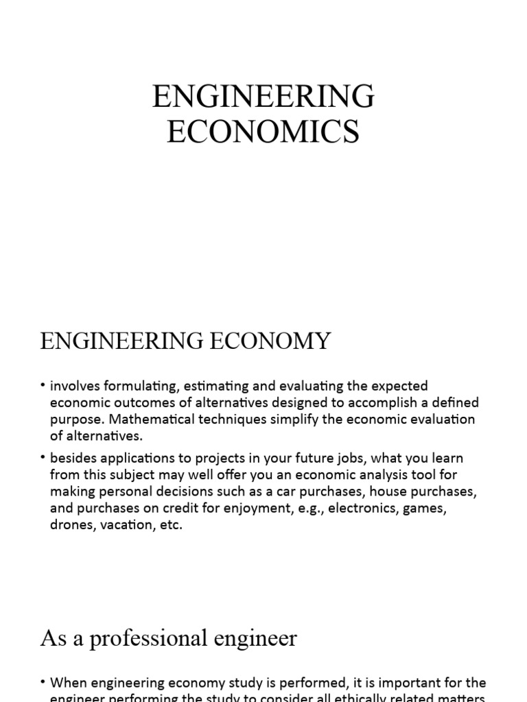 Engineering Economics | PDF | Interest | Economics