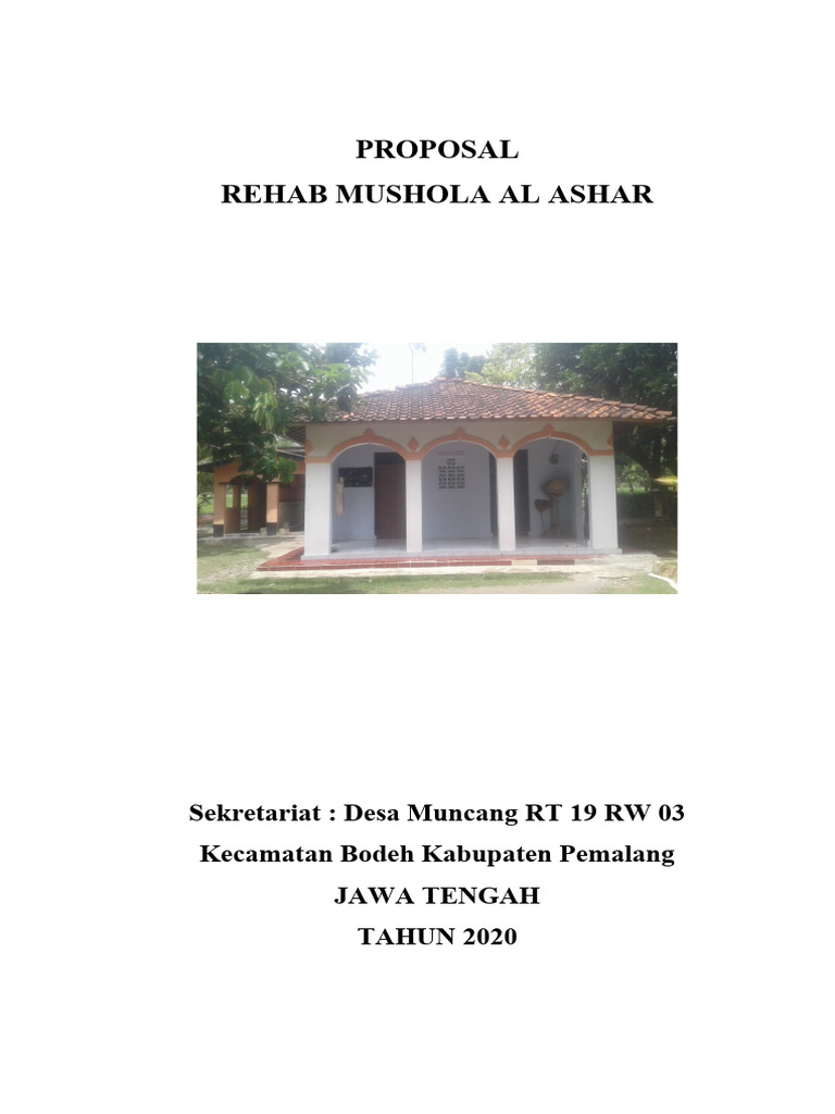Proposal Pembangunan Mushola Al Ashar | PDF
