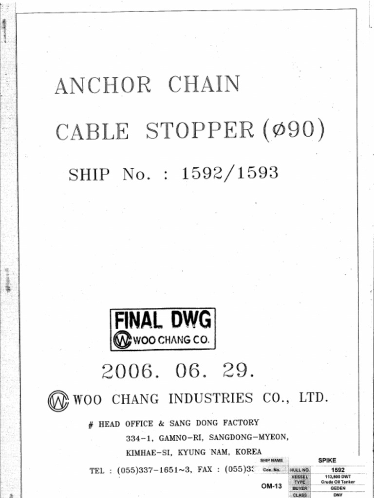 OM - 13 Anchor Chain Cable Stopper | PDF