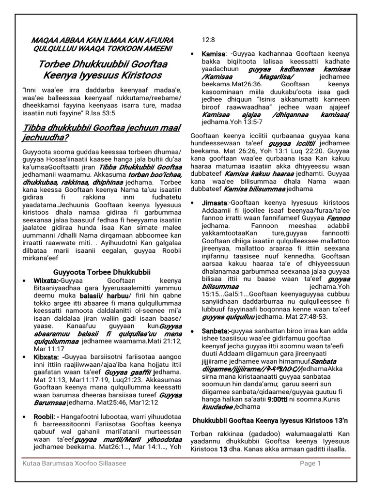 Dhukkuubbii Goftaa | PDF