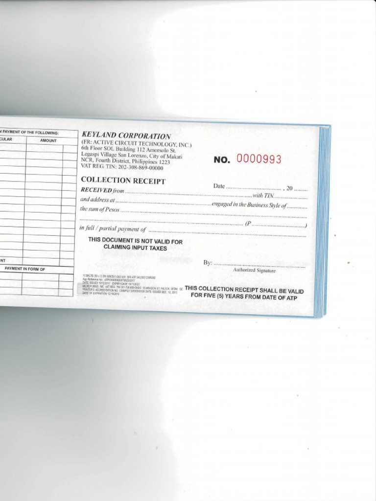 Collection Receipt Sample | PDF