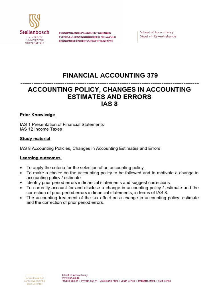 IAS 8 Handout 2024 | PDF | Book Value | Deferred Tax