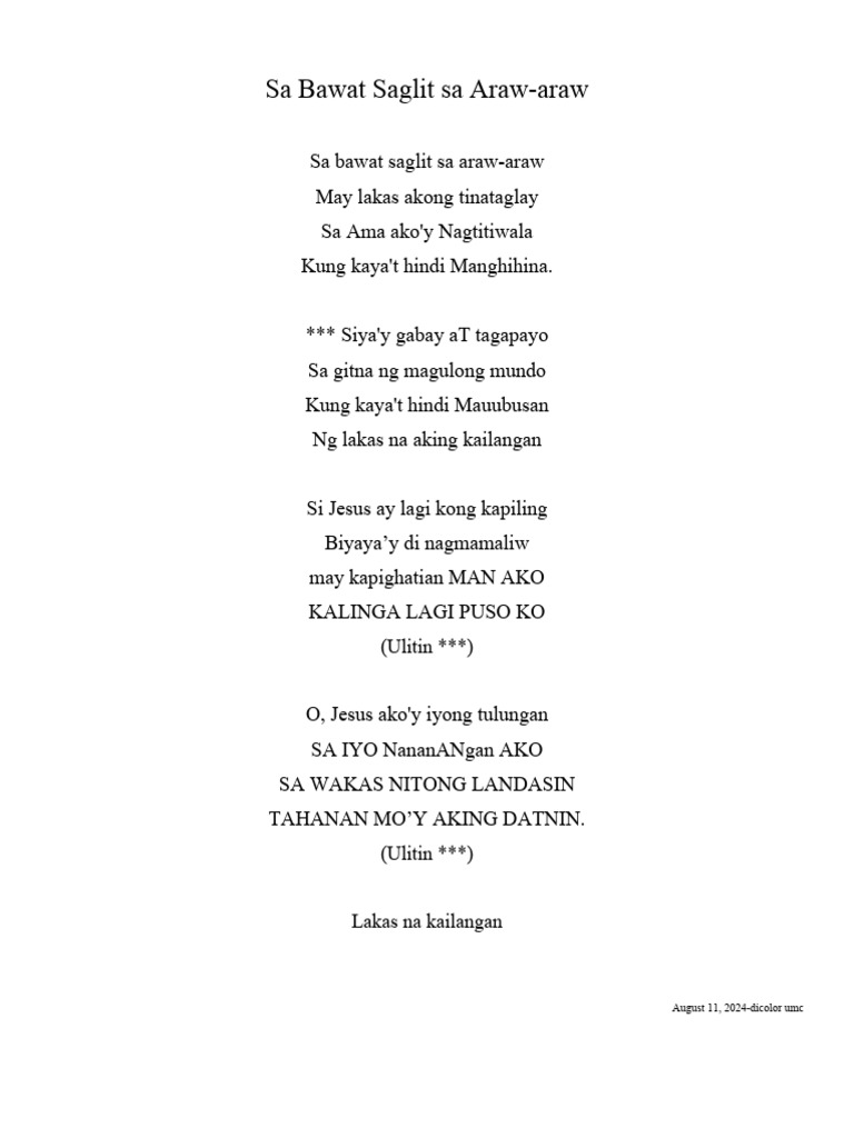 Sa Bawat Saglit Sa Araw | PDF