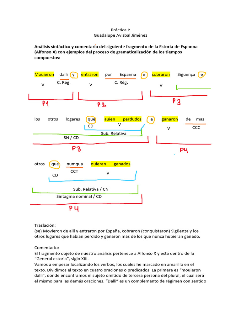 Práctica Sintaxis Histórica | PDF | Oración (Lingüística) | Sintaxis