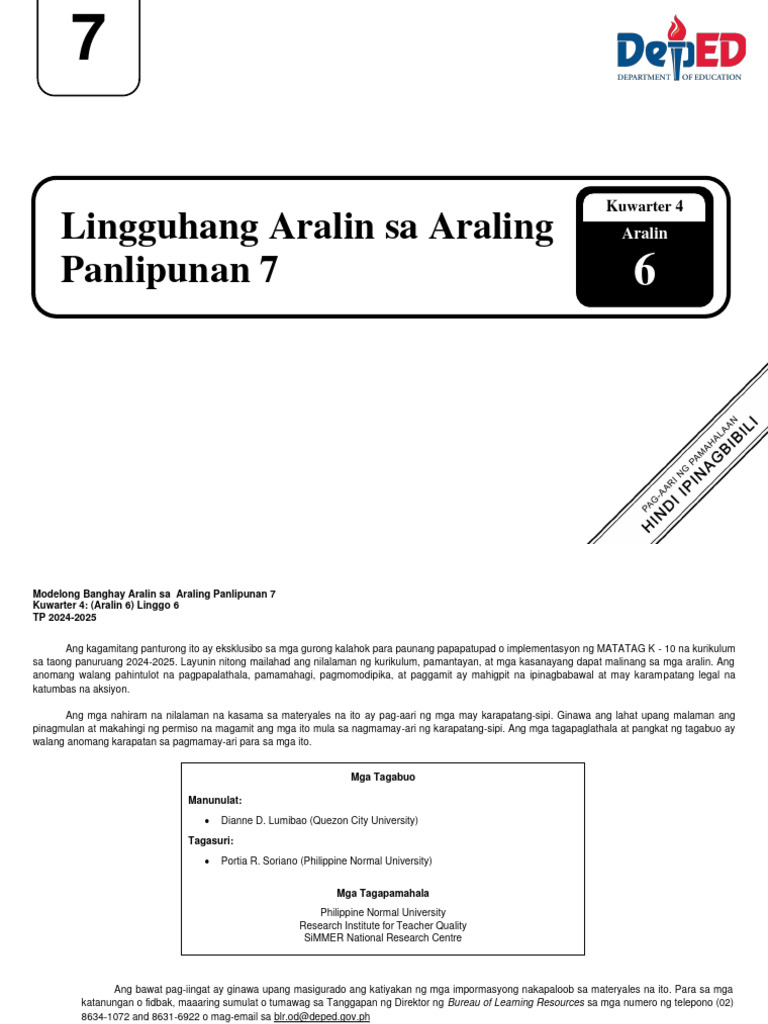Final - Validated - Revised - Q4 - LE - AP7.-Lesson-6 - Week6 | PDF