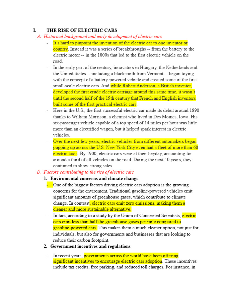 I. The Rise of Electric Cars | PDF | Electric Vehicle | Electric Car