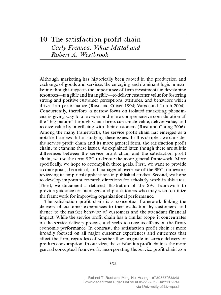 (2014) The Satisfaction Profit Chain | PDF | Marketing | System