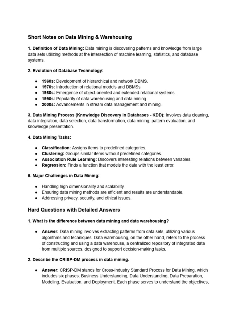 Data Mining and Warehousing Overview | PDF | Data Warehouse | Cluster Analysis