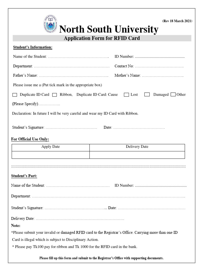 RFID Card Form | PDF | Games & Activities
