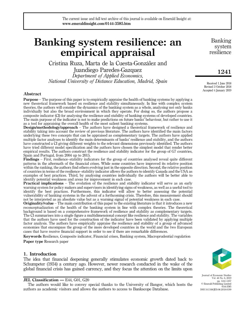 10 1108 - Jes 06 2018 0199 | PDF | Ecological Resilience | Banks