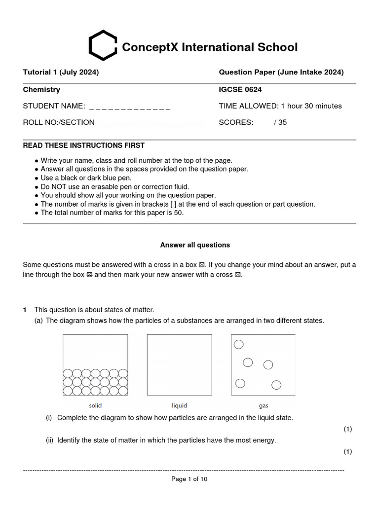 IG-0624 Tutorial 1 (Chapter 1 & 2) - Chemistry - Update | PDF ...
