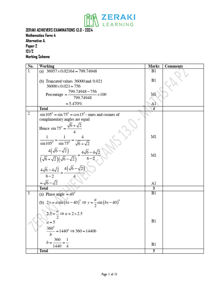 Mathematics - Paper 2 - Marking Scheme | PDF | Elementary Geometry | Trigonometry