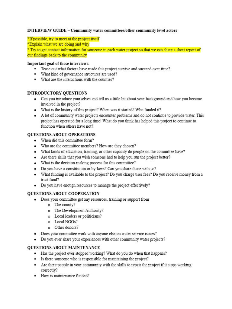 Interview Guide | PDF | Community
