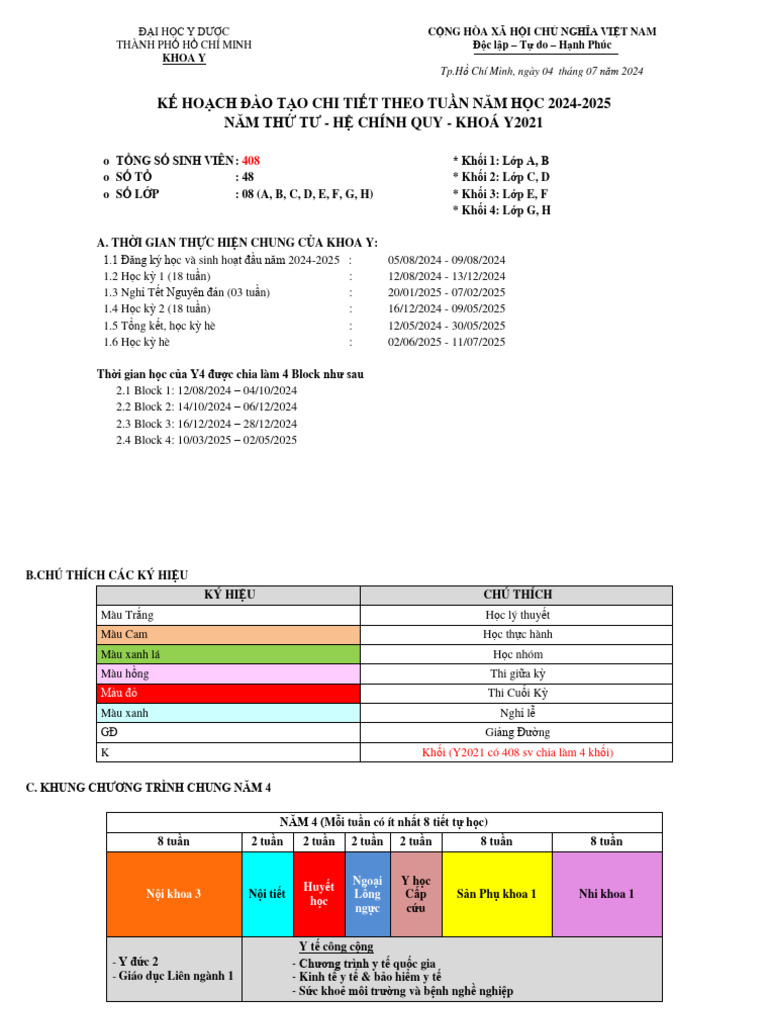 Y21 KH Chi Tiet Theo Tuan - 24 25 - 04.07.24 | PDF
