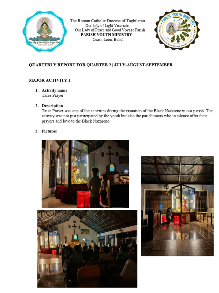 Nuestra Senora de La Paz Y Buen Viaje - Cuasi - 3rd Quarterly Report | PDF