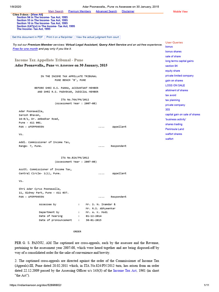 Case Representation For LTCG On Unlisted Shares Being Challenged For IT ...
