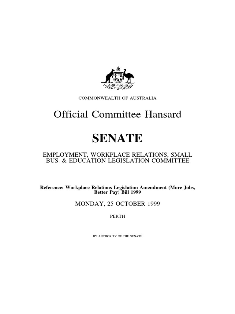Senate: Official Committee Hansard | PDF | Employment | Government
