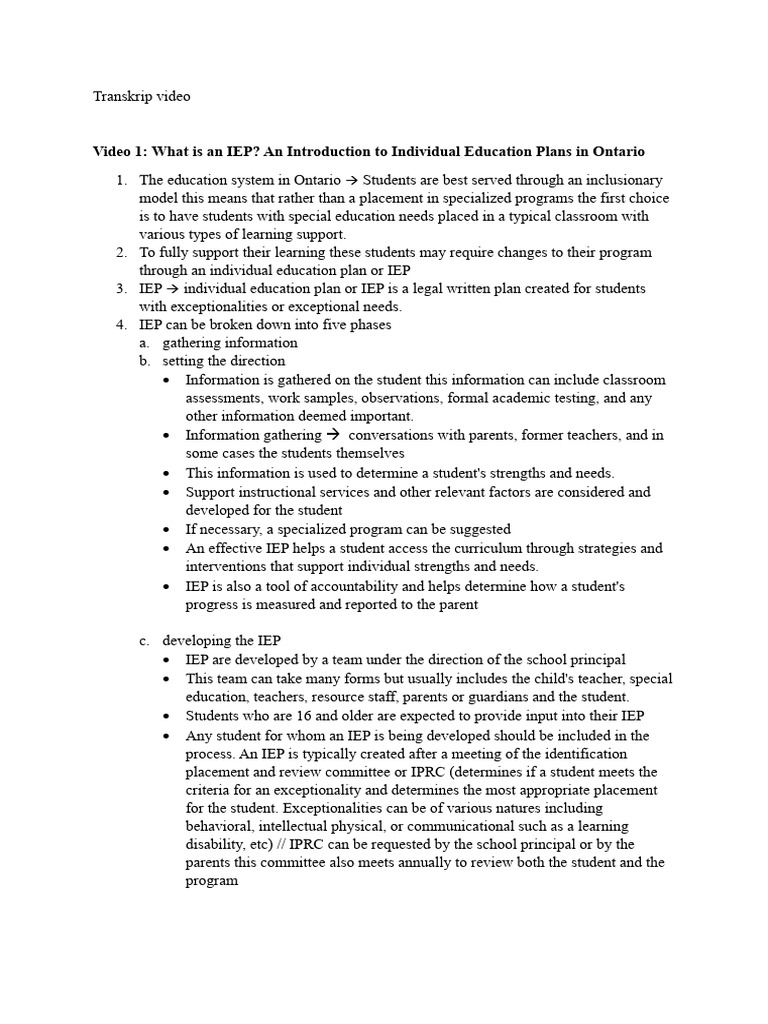 Transkrip video | PDF | Individualized Education Program | Special ...
