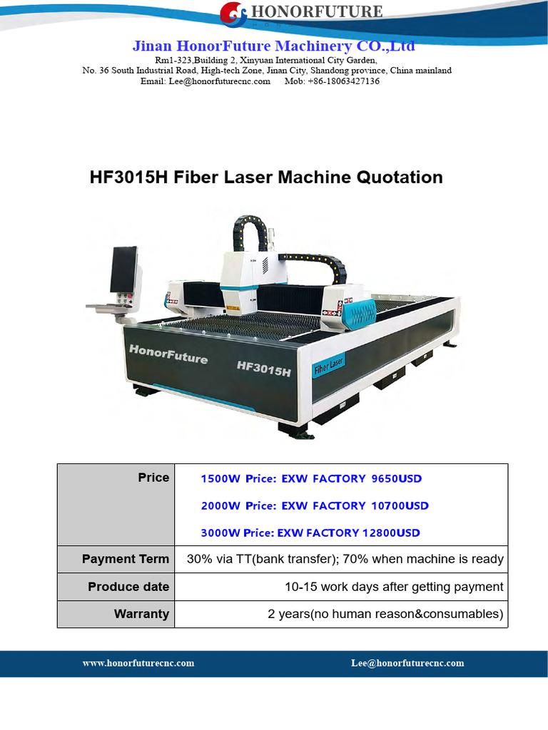 HF3015H Fiber Laser Cutting Machine | PDF | Welding | Construction