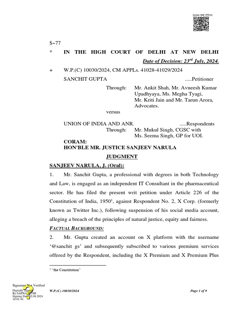 DHC 1 | PDF | Mandamus | Common Law