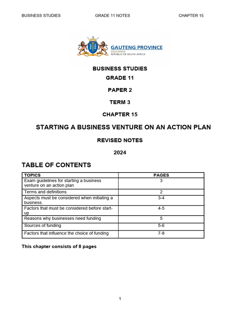 Teacher Business Studies Grade 11 Notes Chapter 15 | PDF | Debt ...