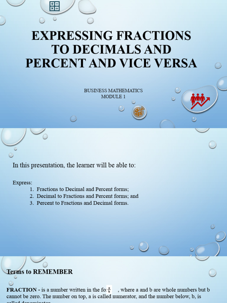 Expressing Fractions To Decimals and Percent and Vice Versa | PDF ...