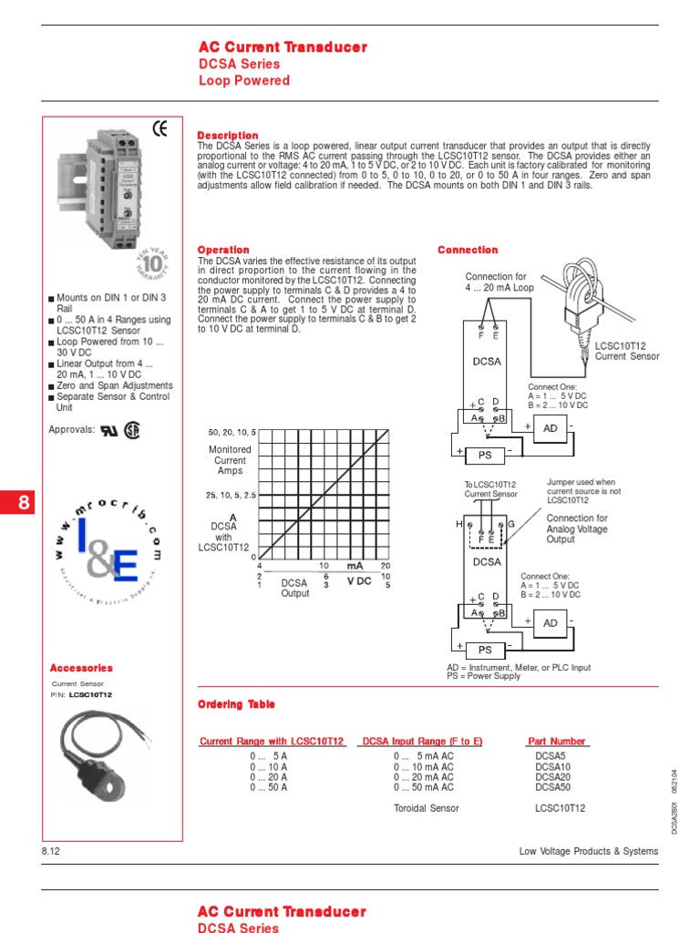 ABB AC Current Transducer, DCSA Series Loop Powered | PDF | Power ...