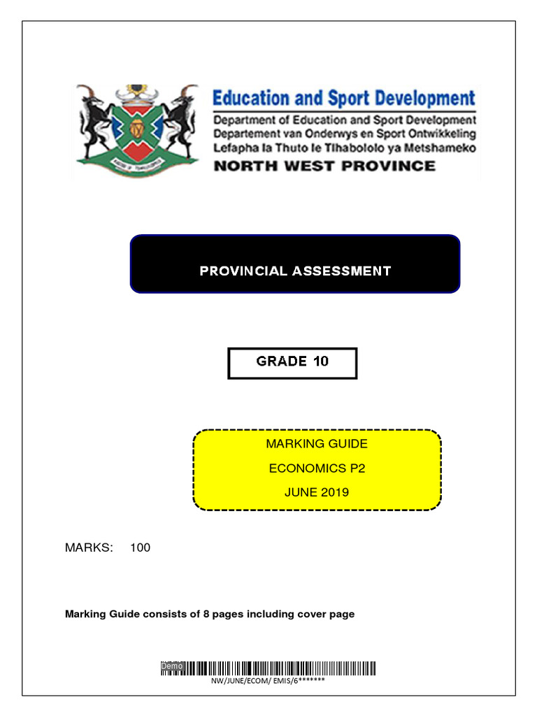 Grade 10 Economics Paper 2 Memo 2019 | PDF | Demand | Labour Economics