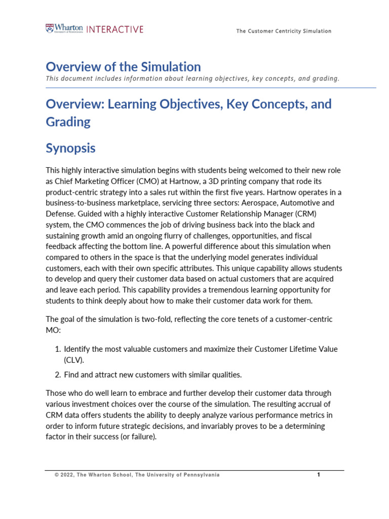 Customer Centricity Simulation Overview | PDF | Marketing | Economies