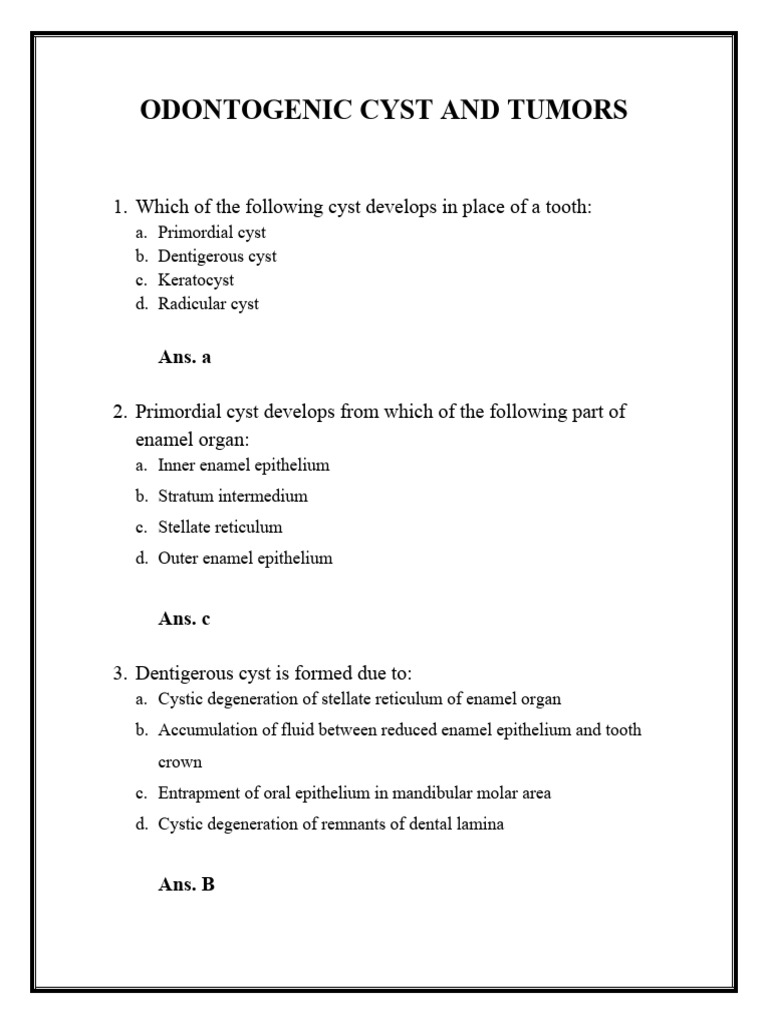 Odontogenic Cysts: Types and Features | PDF | Epithelium | Neoplasms