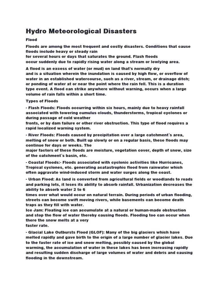 Hazard - Hydro Meteorological Disasters | PDF | Flood | River