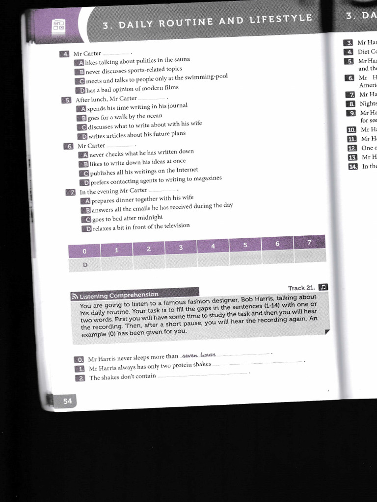 B1 03. Daily Routine and Lifestyle (Listening) | PDF