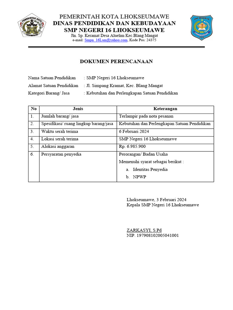 Contoh Dokumen, Perencanaa, Bast, Dan Hasil Pemeriksaan | PDF
