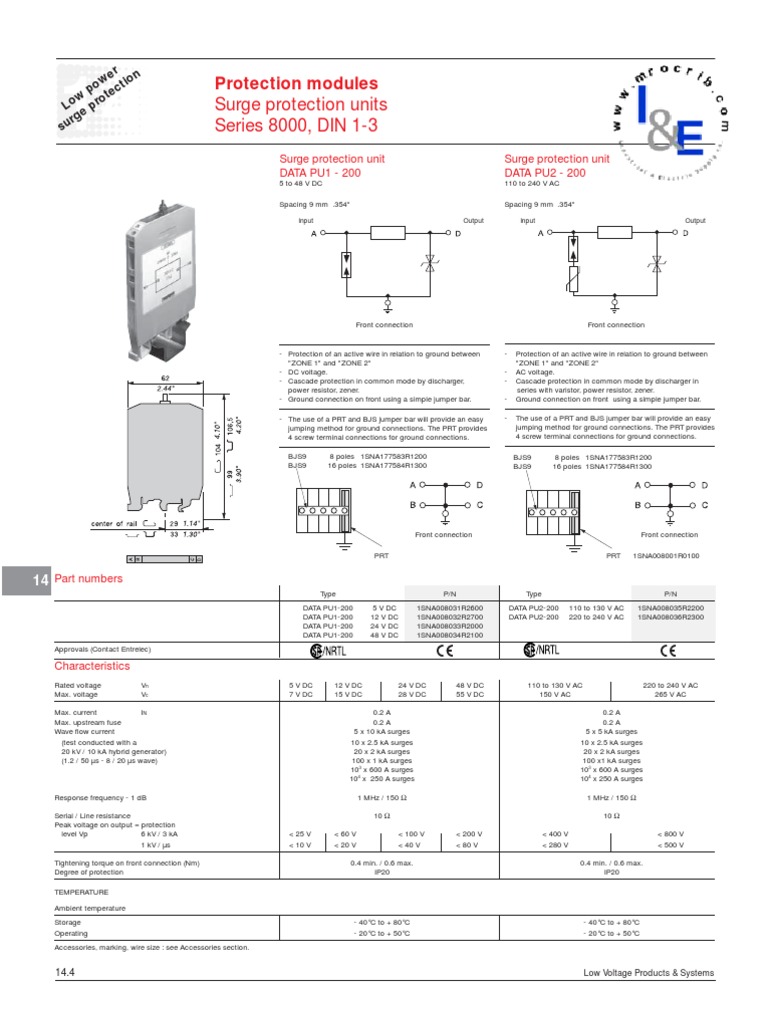 Surge Protection, Series 800, DIN 1-3 | PDF