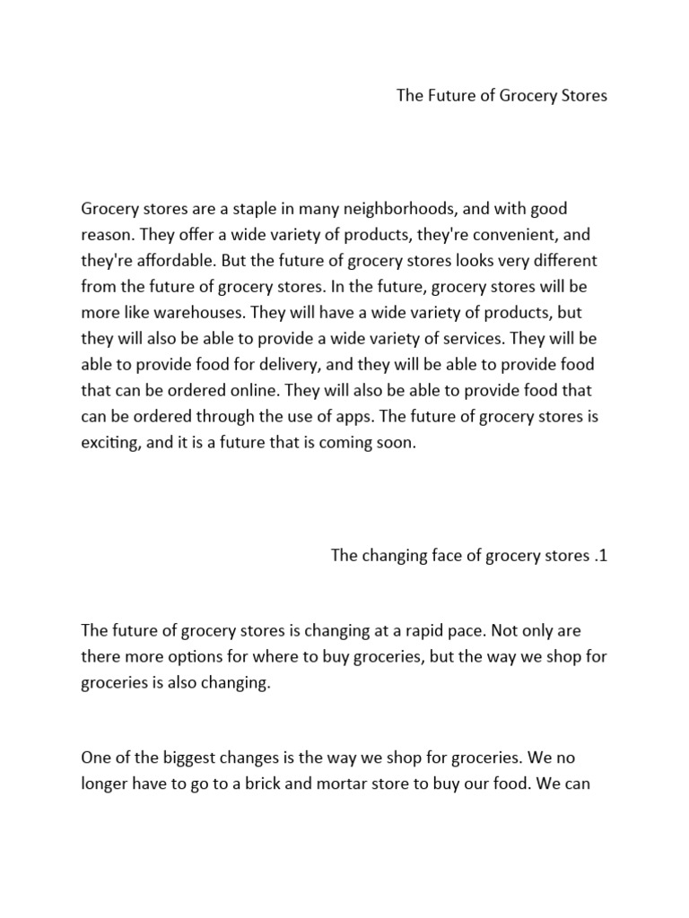 The Future Of Grocery Stores Pdf Grocery Store Marketing